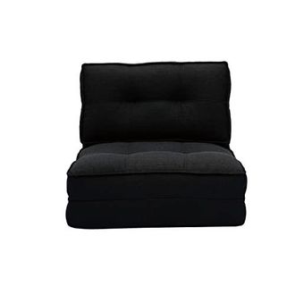 Miliboo Chauffeuse 1 Place Convertible en Tissu Noir Sally