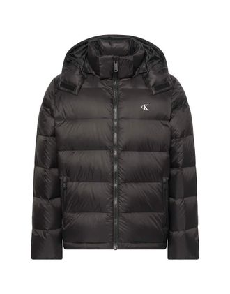 Calvin Klein Jeans Kapuzen-Daunen-Pufferjacke in Schwarz