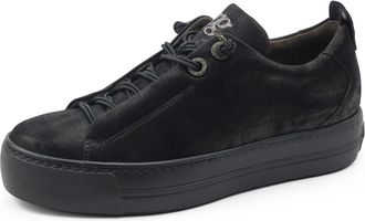 Paul Green Low-Top Sneaker Damen - Eva-Sohle, Elastische Schnürsenkel, Softes Leder Komfort - Büro & Freizeit Damenschuhe - Schwarz 07x