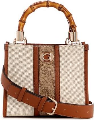 Guess Kerima Bamboo 2 Compartment Mini Tote Natural/Latte Logo