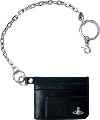 Vivienne Westwood Homme, Accessoires, Noir, Taille: ONE Size Flat Chain Card Holder