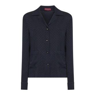 Gucci Seidenjacquard-Hemd - - Blouses & Shirts - Damen - Blau - M