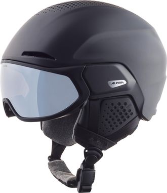 Alpina Alto Q-LITE - sicherer, sto&szlig;absorbierender & individuell anpassbarer Skihelm f&uuml;r Erwachsene, mit kontrastverst&auml;rkendem Visier - Black matt - S (51-55 