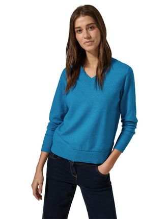 Cecil Damen B302949 Kurzer Feinstrickpullover, Dynamic Aqua Melange, XL EU