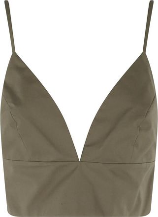 Federica Tosi Femme, Tops, Vert, Taille: 38 FR Top en popeline col V fines bretelles