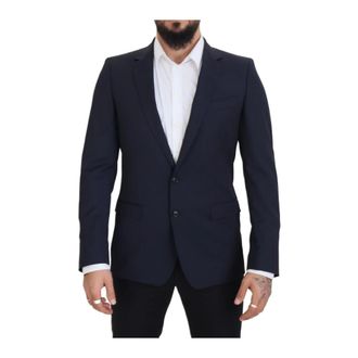 Dolce & Gabbana Dunkelblauer Woll-Einreiher-Blazer - - Suits - Herren - Blau - M