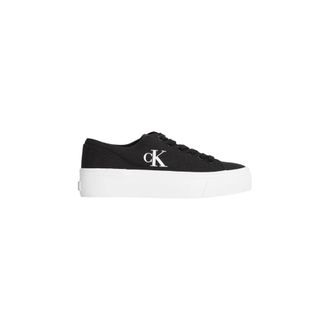 Calvin Klein Jeans Femme, Chaussures, Noir, Taille: 41 EU Baskets en coton doubl&eacute;es de cuir &agrave; lacets