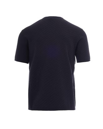 Emporio Armani Mens Patterned Knit Top Dark Navy Viscose T-Shirts And Polos