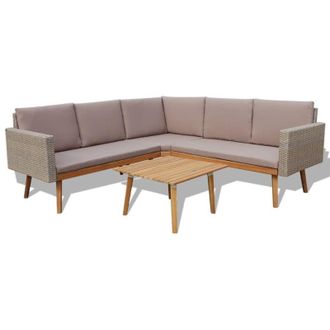 vidaXL 4-tlg. Garten-Lounge-Set mit Auflagen Poly Rattan Grau - Vidaxl