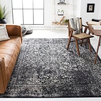 Safavieh Traditionell Teppich f&uuml;r Wohnzimmer, Esszimmer, Schlafzimmer - Evoke Collection, Kurzer Flor, Schwarz und Grau, 240 x 300 cm