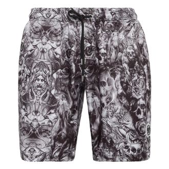 Philipp Plein Homme, Maillots de bain, Noir, Taille: 4XL Long Swim Trunks Tattoo