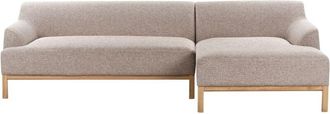 Beliani 3-Sitzer Ecksofa Hellbraun Stoffbezug mit Chaiselounge Links Armlehnen Niedrige Rückenlehne Tiefe Sitzfläche Hohe Holzbeine Skandi Wohnzimmer