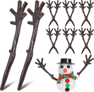 Valiclud K&uuml;nstliche Rentiergeweihe aus Kunststoff 120 St&uuml;ck Kleiner Hirschgeweih Zweige Leichtes Schneemann Hand Bastelzubeh&ouml;r f&uuml;r Weihnachtsdeko und Selbstgem