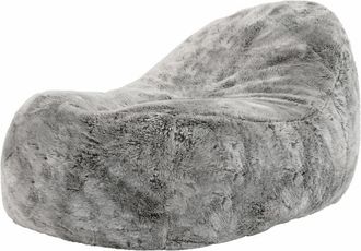Icon Brand Pouf Chaise Longue en Fausse Fourrure Dream, xxl Poufs de Salon Géant, Gris Loup, oeko-tex - Icon