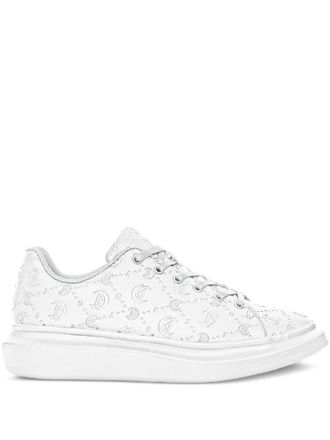 Just Cavalli baskets en daim à logo embossé - Blanc