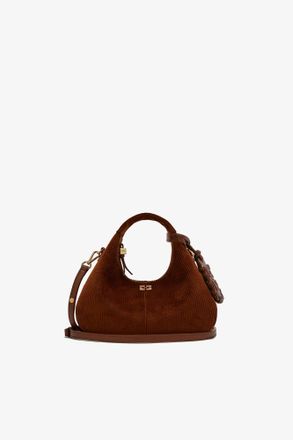 Ganni Sac mini en velours c&ocirc;tel&eacute; marron Hobo - Pour Femme