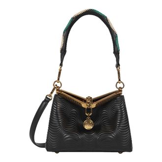 Etro Femme, Sacs, Noir, Taille: ONE Size Sac &agrave; main noir avec design en cuir ondul&eacute;