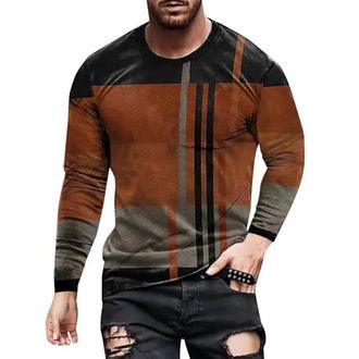 Generic Hauts d&eacute;t&eacute; ray&eacute;s pour hommes, sweatshirts en polaire &agrave; manches longues, pull-over pour lautomne et lhiver, marron, 3XL