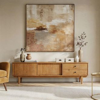 IDIMEX Lowboard Simona, 175 cm aus Massivholz, Eiche Finish - TV Lowboard mit 2 Schiebet&uuml;ren und 2 Schubladen, Wohnzimmerm&ouml;bel aus Kiefer, Flurm&ouml;bel mit viel