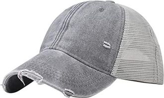 Generic Casquette de baseball tendance pour homme et femme avec boucle en jean, gris, Taille unique