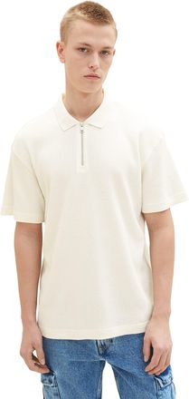 Tom Tailor Herren 1036381 Relaxed Fit Poloshirt mit Reißverschluss, 12906-Wool White, XL