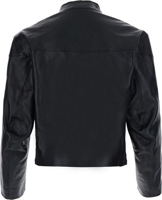 Gucci Web Stripe Details Leather Jacket - Black