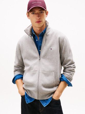 Tommy Hilfiger Sweatjacke ESSENTIAL FLEECE STAND COLLAR mit Stehkragen, regular fit, Rippb&uuml;ndchen