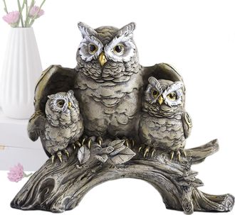 Generic Eulenskulptur, Eulenfiguren, Garten-Eulendekoration, modernes B&uuml;rozubeh&ouml;r, Au&szlig;endekoration, niedliches Tierornament, Harzfigur, Gartenstatue, Skulptur