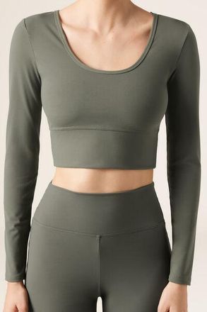 Calzedonia Lang&auml;rmeliges Soft Touch T-shirt Grun