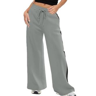 Generic Pantalon noir pour femme - Pantalon de jogging 2025 en polaire &eacute;lastique et confortable avec poches - Pantalon extensible noir pour femme, gris, XXL