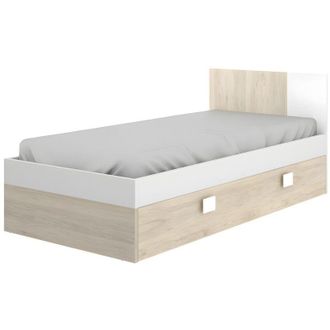 Vente-Unique Lit gigogne 2 x 90 x 190 cm - Coloris : Naturel et blanc - SONIA