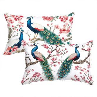 Generic Kissenbezug 40x70cm Rotwein Kissenbezüge Blumen Kissenbezug Zierkissen Leinen Pillow Case Mit Unsichtbarem ReißVerschluss Waschbar für Deko Wohnzimmer