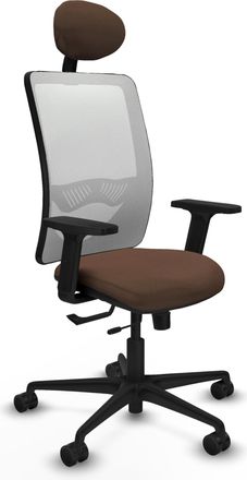 Piqueras y Crespo Zulema Kundendienststuhl mit 2D-Armen, h&ouml;henverstellbarer Lendenwirbelst&uuml;tze und festem Kopfteil, ausgestattet mit Syncro/Traslack. Wei&szlig;/Dunkelbraun