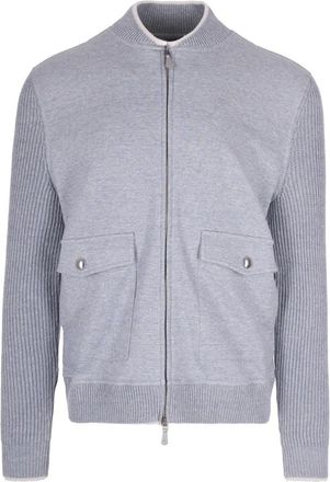 Eleventy Homme, Sweatshirts et sweats &agrave; capuche, Bleu, Taille: XL Giubbino misto cotone