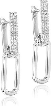 Amazon Essentials Boucles dOreilles à Maillons Pavés en Argent Sterling (précédemment Amazon Collection)