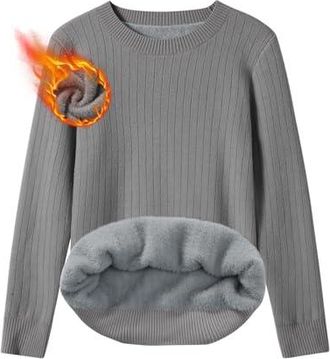 Heekpek TOMEEK Pull Femme Hiver Chaud col Rond Pull Polaire en Tricot Chic et Elegant Pullover à Manches Longues Thermique Hauts Sweater Casual Chandail Tops,