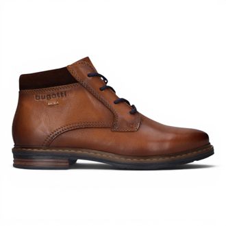 Bugatti Herren Tan Braune Leder-Schn&uuml;rstiefel Chukka Ankle Boots - Rigalo Evo