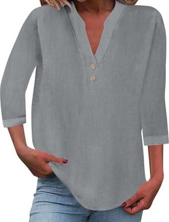 Generic Ventes Flash Vetement Femme Ete Solde HUIFUAO Chemise Femme Lin Chemise Femme Chemise Gaze De Coton Femme Chemise Femme Coton Chemise Lin Femme Été Ch