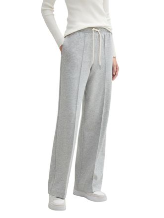 Tom Tailor Damen Palazzo Jogger Hose aus Scuba, 10658 - Cement Grey Mélange, M