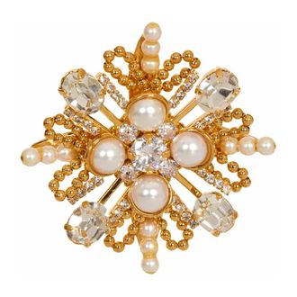 Balmain Femme, Accessoires, Jaune, Taille: ONE Size Broche Brandebourg avec perles et cristaux