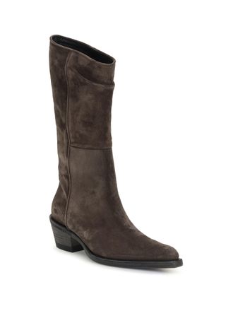 Khaite Womens Boots Clive Suede Umber Upper Chamois Leather