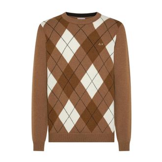Sun 68 Sweater Argyle Warm L/S - - Knitwear - Herren - Braun - S