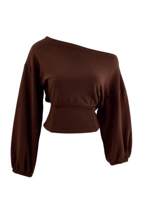 Trendyol Langes Oversize-Sweatshirt, einfarbig - Braun