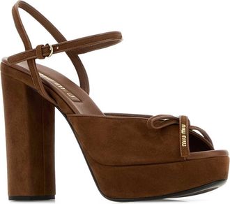 Miu Miu Womens Brown Suede Sandals Rovere Sandali