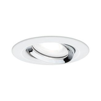 Paulmann 93673 Spot encastré LED Nova Plus rond orientable 6W IP65 gradable projecteurs enc. Blanc dépoli chrome spot Alu zinc lampe enc. 4000 K GU10