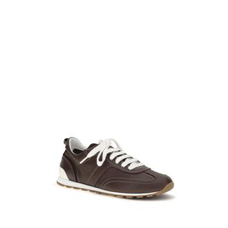Brunello Cucinelli Womens Brown Calf Leather Bos Taurus Athletic Sneakers