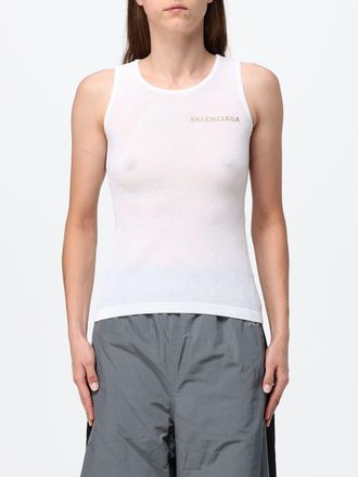 Balenciaga &Auml;rmelloses Slim-Fit-Top aus transparenter Baumwollmischung mit gesticktem Logo von