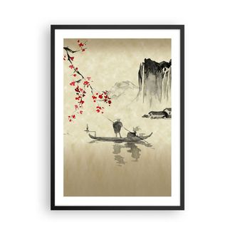 Arttor Wandposter Art Prints 50x70cm Poster Schwarzrahmen Blume Kirschen Japan K&uuml;che Wanddeko Bild Wand Kunstdruck Deko Wandbilder Dekoration Wohnzimmer Schl