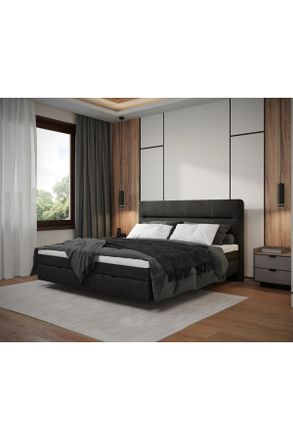 MID.YOU Mid.you Boxbett, Anthrazit, Textil, H3, H&ouml;he ca. 23 cm, 180x200 cm, Bettkasten, gepolstertes Kopfteil, Stoffauswahl, in verschiedenen Gr&ouml;&szlig;en erh&auml;ltlic