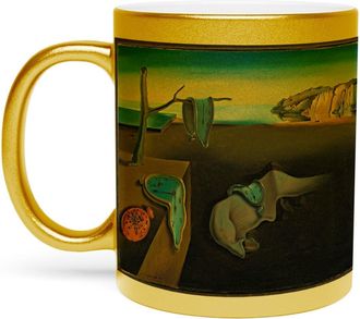 Fabulous Goldener Becher aus verchromter Keramik - Salvadore Dali Persistenz des Gedächtnisses Surrealismus Farbe - 325 ml
